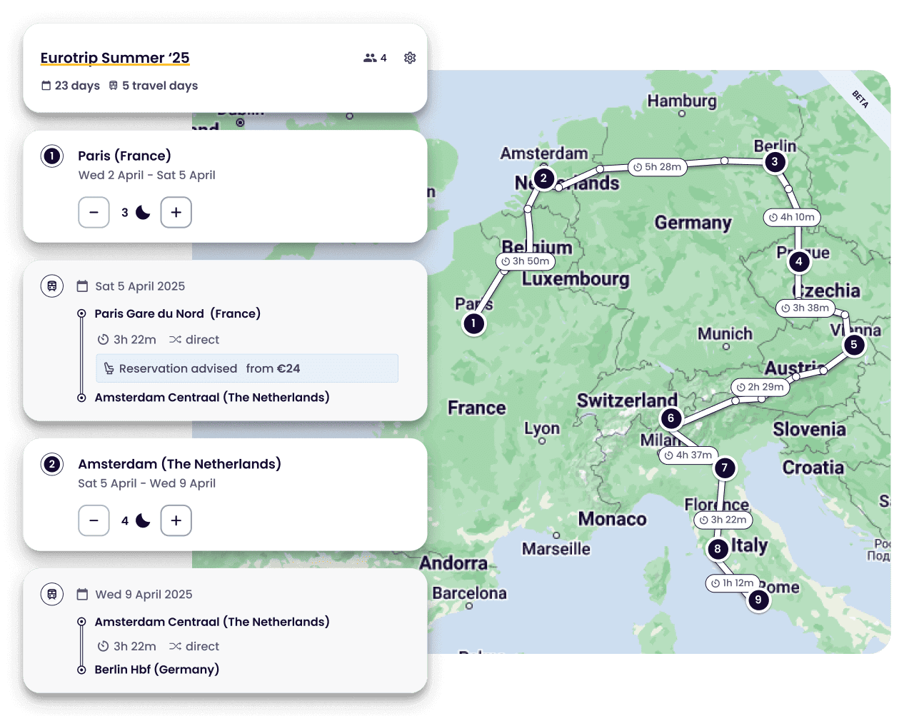 Mappa ferroviaria dell'Europa | Mappa e tempi di percorrenza dei treni ...